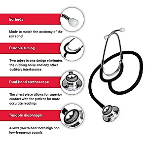 Ever Ready First Aid Dual Head Stethoscope - Black