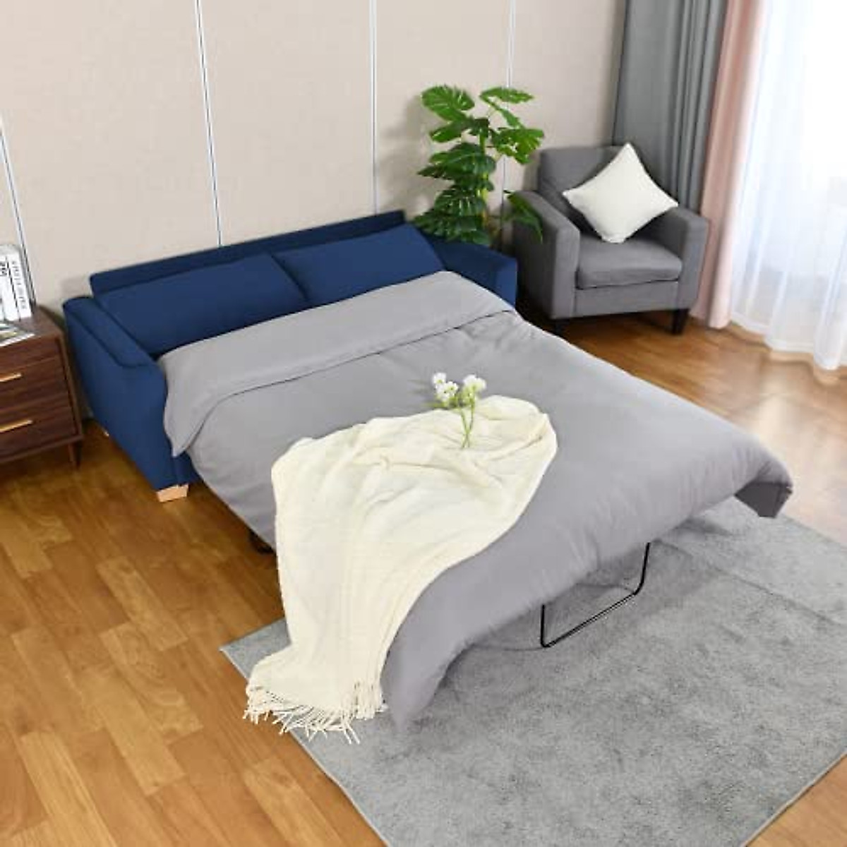 MUZZ Muzz Queen Size Pull Out Sofa Bed, Pull Out Sofa Couch, Sleeper Sofa Bed with Memory Foam Mattress, 2-in-1 Sleeper Sofa