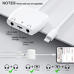 lightning to 3.5mm,Headphone Adapter for iPhone,Headphone Jack Adapter & Charge Compatible iPhone 13/12/11/X/8/8plus/7/7plus/iPad-Support iOS 15.