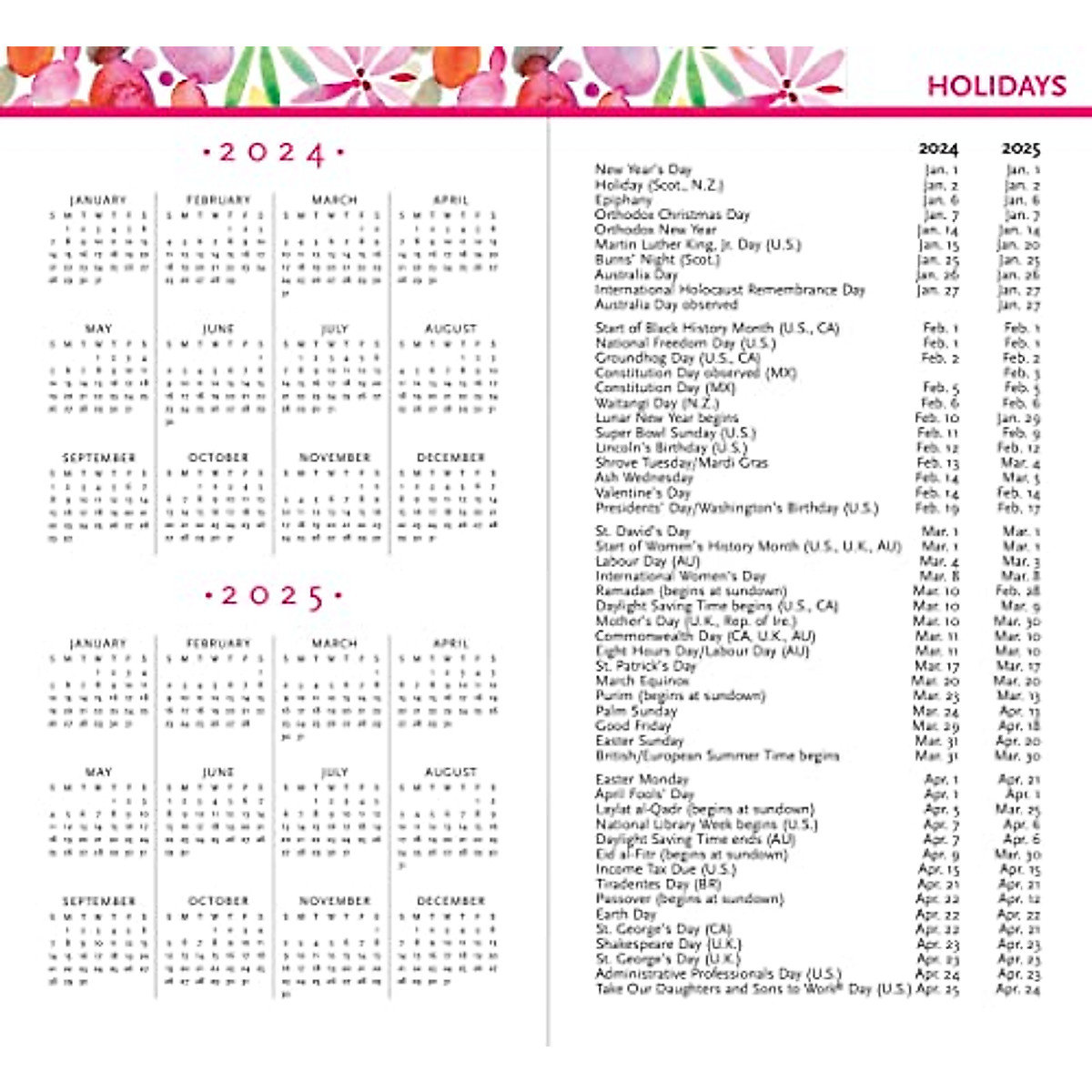 2024-25 Watercolor Garden 2-Year Pocket Planner (24-Month Calendar)