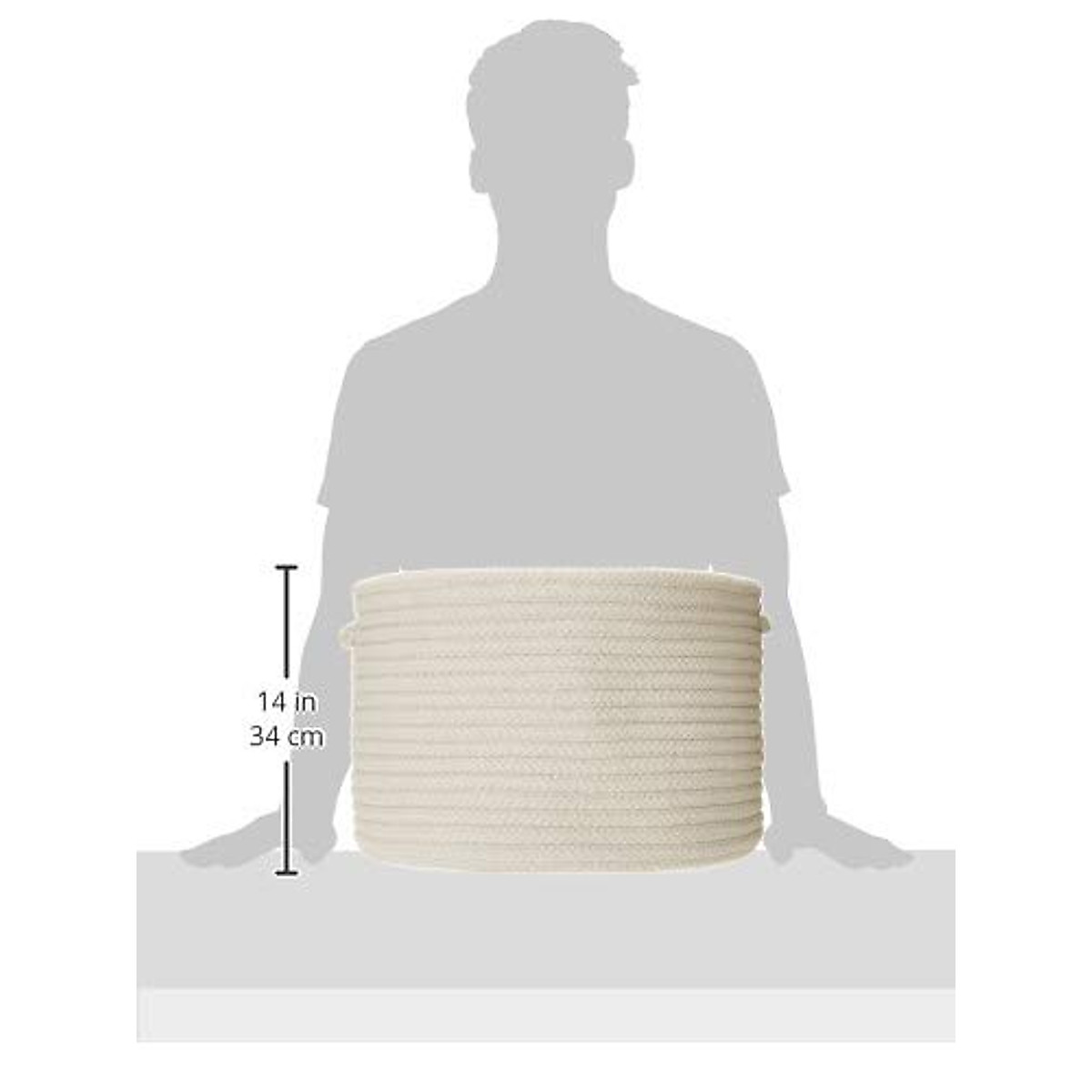 Simply Home Solid Braided Basket, 18"x18"x12", White