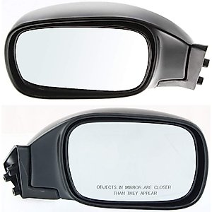 Kool-Vue Mirror Set of 2 Compatible with 1997-2001 Jeep Cherokee Driver and Passenger Side Manual Folding, Textured Black, Manual Glass