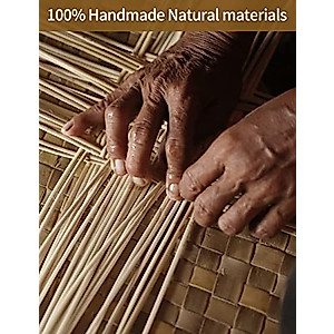 Sonefreiy Rattan Shelf Boho Wall Shelf Decorative Shelves Natural Handmade Woven Floating Shelf, Nursery Bedroom Living Room Bathroom Decor