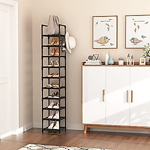 LANTEFUL Tall Narrow Shoe Rack for Entryway, 10-Tier Sturdy Metal Shoe Shelf Storage 10-15 Pairs of Shoes and Boots, Space Saving Corner Shoe Rack Organizer for Closet,Doorway,Garage,Living Room