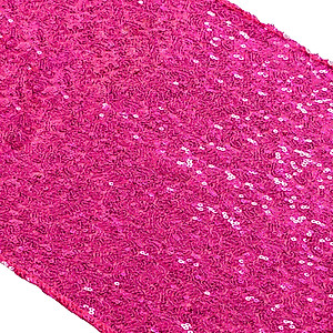 ShinyBeauty 12x108-Inch Hot Pink Sparkly Sequin Table Runner Glitz Sequin Table Runner for Wedding Part/Event Linen (Hot Pink)