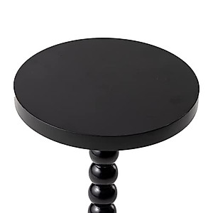 COZAYH Wood Pedestal End Table, Modern Drink Table with Base, Round Martini Table for Small Space Living Room, Bedroom, Black (PH03065-2)