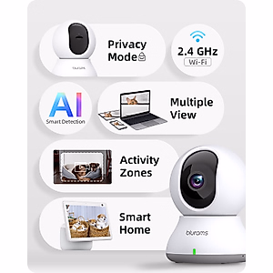 blurams Security Camera, 2K Indoor Camera 360-degree Pet Camera for Home Security w/ Motion Tracking, Phone App, 2-Way Audio, IR Night Vision, Siren, Works with Alexa & Google Assistant