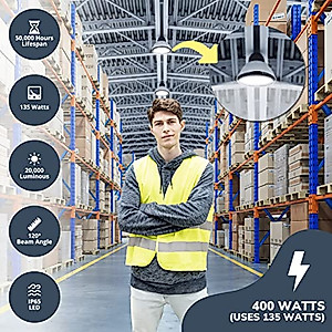 JACS 400W E39 LED Bulb - UFO LED High Bay Light - 400W MH/HPS Replacement 5000k Daylight 20000 Lumens, Commercial Retrofit for Garage Workshop Warehouse Parking Lot, IP65