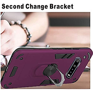 Folmeikat LG V60 Thinq/LG V60 Thinq 5G/ LG G9 Thinq Case, Screen Protector [2Pack] 360 Degree Rotating Metal Ring Slim Shock Absorption Reinforced Corner Soft TPU Silicone Case 6.8" (Wine red)
