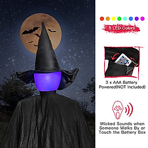 3 Witches Halloween Decorations Outdoor 5'5" Light Up Witches Holding Hands Outside Scary Decor Standing Witch with LED and Voice Control for Garden Yard Haunted House Porch