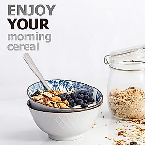 Y YHY 24 OZ Ceramic Bowls Set of 4 - Japanese Bowls for Ramen, Soup, Cereal, Fruit, Salad, Pasta - Porcelain Bowls for Kitchen Decor & Housewarming Gift - Dishwasher & Microwave Safe