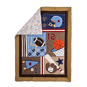 2 PCs Brown Sports Themed Nursery Crib Bedding Set Quilt Fitted Sheet American Ruby Baseball Sports Baby Boy Cot Bedding Set