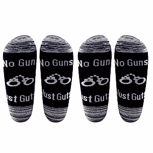 LEVLO Correctional Officer Gifts for Police No Guns Just Guts Cotton Socks Gift for Detention Officer (2 Pairs/Set - Mid Calf - 1)