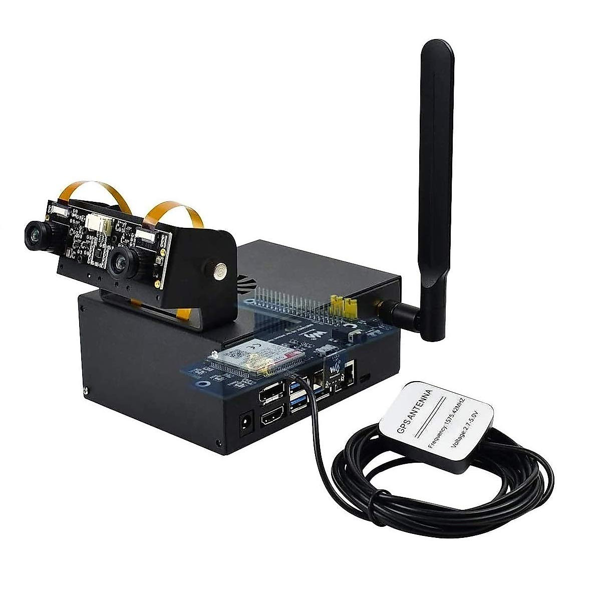 waveshare Metal Case (C) Enclosure with Fan for Jetson Nano Developer Kit and B01 Version with Camera Holder,Reset,Power Buttons Compatible IMX219 Series Camera,Wireless-AC8265