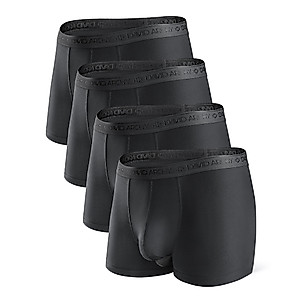DAVID ARCHY Men's Underwear Micro Modal Dual Pouch Trunks Support Ball Pouch Bulge Enhancing Boxer Briefs for Men 3 or 4 Pack(XL,Black)