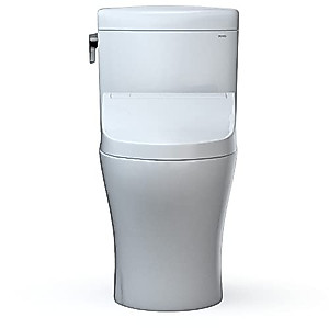 Aquia IV Cube 2-Piece 1.28 GPF Single Flush Elongated ADA Comfort Height Toilet in Cotton White C5 Washlet Seat Included