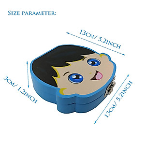 PAMBO Baby Tooth Fairy Box, First Tooth Keepsake Box for Kids - Wooden Tooth Holder & Storage Gift Box for Boys