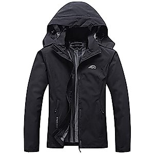 OTU Women's Waterproof Rain Jacket Lightweight Hooded Raincoat for Hiking Travel Outdoor Black M
