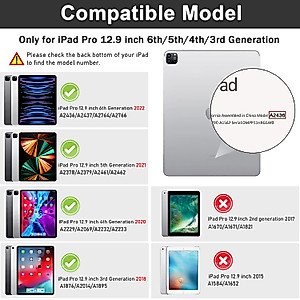 OKP for New iPad Pro 12.9 Case 6th/5th/4th/3rd Generation 2022/2021/2020/2018, 12.9 inch ipad Pro Case with Trifold Stand, 12.9'' Cover with Slim Lightweight Clear PC Back Shell for Women Men, Pink