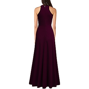 MUSHARE Women's Halter Neck Sexy Split Cocktail Party Maxi Long Formal Dress Burgundy