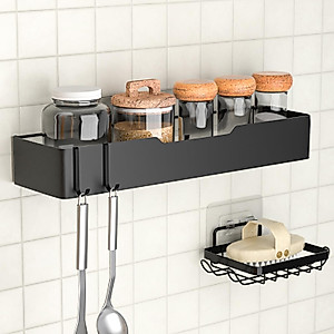 Emuardoe Corner Shower Caddy 2 Pack,with Soap Holder with 6 Removable Hooks Rustproof Stainless Steel Bathroom Accessories Organizer, No Drilling Wall Mounted Rack for Bathroom Kitchen