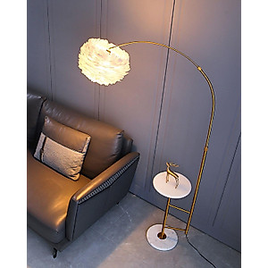 Delemade Floor Lamp,Modern Bedside Lamp with Table, Glam Floor Lamp for Living Room, Bedroom (A Golden)