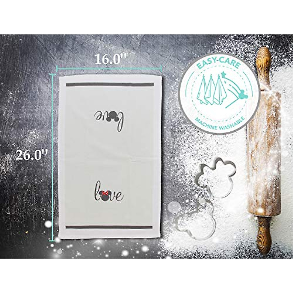 Disney 100% Cotton Kitchen Towels, 2pk, 16 x 28 inches - Mickey and Minnie Love