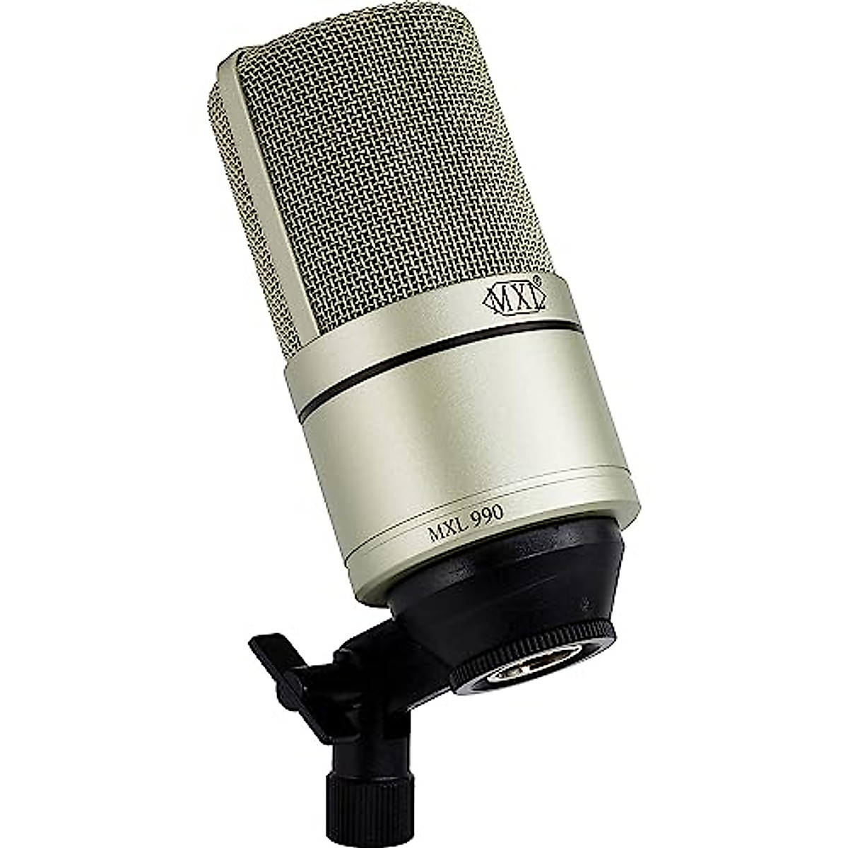 MXL 990 Condenser Microphone for Podcasting, Singing, Home Studio Recording, Gaming & Streaming | Detailed Sound | XLR | Large Diaphragm (Champagne)
