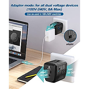 2000Watts Voltage Converter, 220V to 110V Converter, International Plug Adapter, Power Converter Adapter Combo, US to Europe, UK, Israel, Africa Over 150 Countries (DeepBlack)