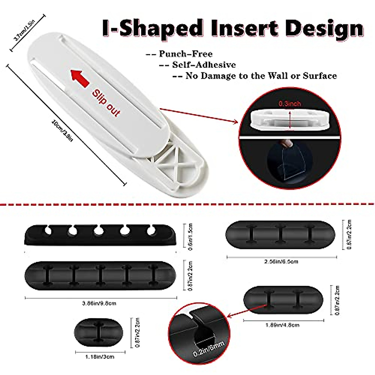 Defrko 6 Pcs Green Hooks Toothbrush Holders Hanging Key Clothes for Home Office Kitchen Bathroom - 5 Pcs Cable Clips - 2 Pcs Self Adhesive Power Strip Holder Cable Management Organizer