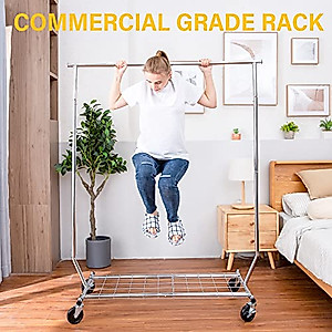 BIEAMA Clothing Garment Rack, Capacity 450 lbs Standard Rod, Heavy Duty Coat Rack, Chrome