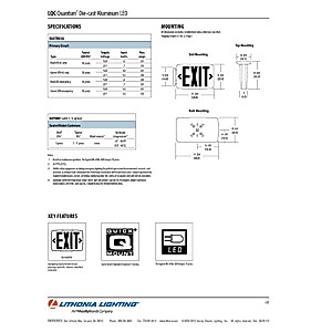 Lithonia Lighting LQC 1 G 3W LED Exit Sign, White