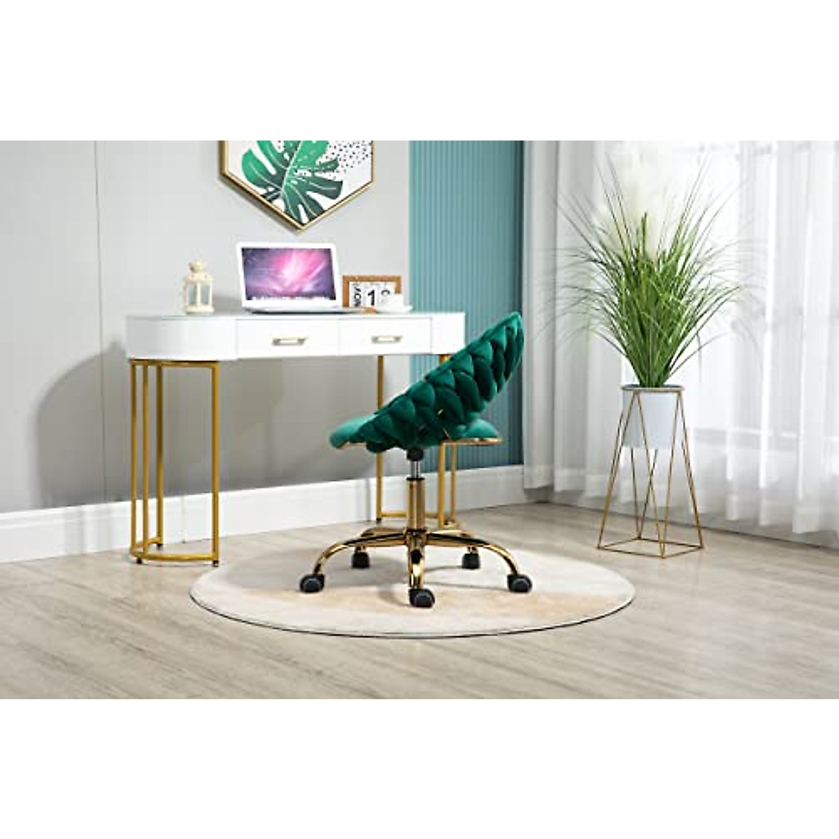 FATFISH Computer Chair Office Chair Adjustable Swivel Chair Fabric Seat Home Study Chair