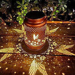 DIBIEECN Hummingbird Solar Lantern Lights Outdoor Hanging, Metal Decor Lanterns-Waterproof LED Decorative Light for Garden Patio Yard Lawn Backyard Front Porch as Gifts for Mom Grandma Women