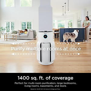 Shark NeverChange Whole Home Air Purifier with 5 Year HEPA Air Filtration, Covers Up To 1400 Sq Ft,Odor Neutralization and Clean Sense Technology, Removes Dust, Allergens, Pollutants, HP302