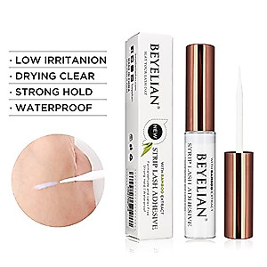 BEYELIAN Eyelash Glue, Lash Glue, Clear False Eyelash Glue with Bamboo Extract,Latex Free, Sensitive Eyes,Waterproof, Strong Hold,5g