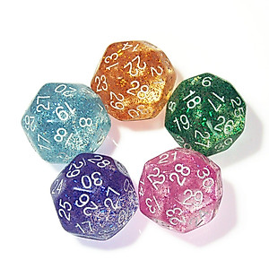 Triantakohedron 33mm D30 30-Sided Glittered Color Jumbo RPG Gaming Dice, Limited Edition Series (Glitter Pink)