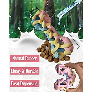 DogieLyn Puppy Toys or Small Medium Dogs 4 Pack Chew Toy for Puppies Pet Teething Toy for Cleaning Teeth Interactive Soft Plush Panda Treat DispenserI Bone Squeaky Ball Tri-Color Ring Cute Toy Set