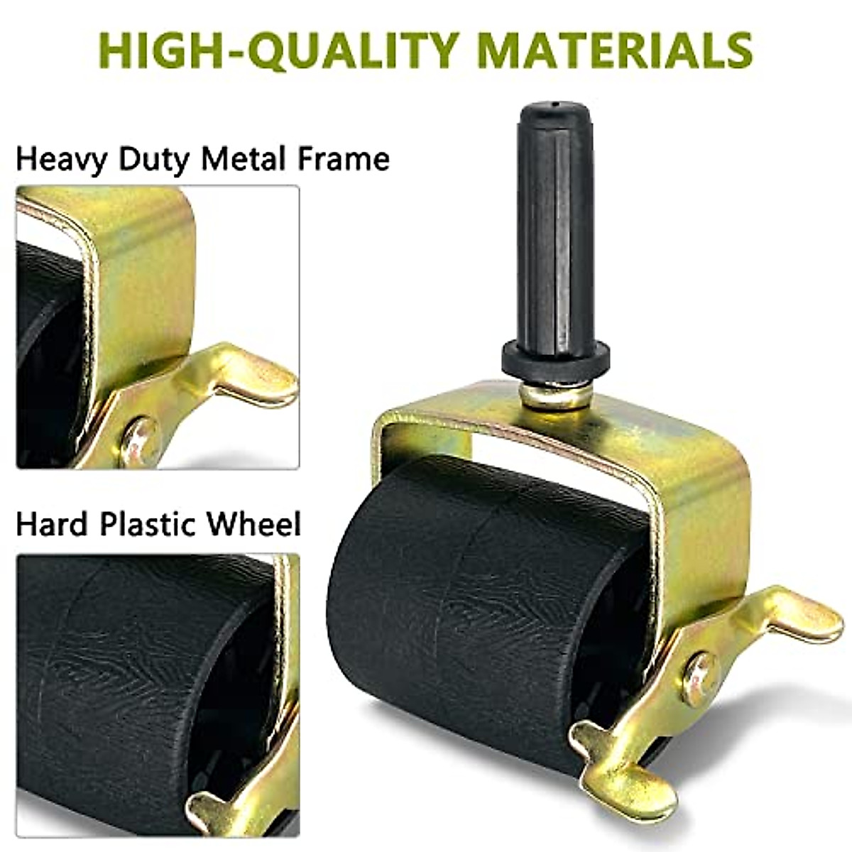 IRENPORU 6 PCS Bed Frame Wheels,Bed Rollers,Bed Casters,Heavy Duty Locking Metal Casters for Bed Replacement Parts, for Bed Frame Socket,Furniture