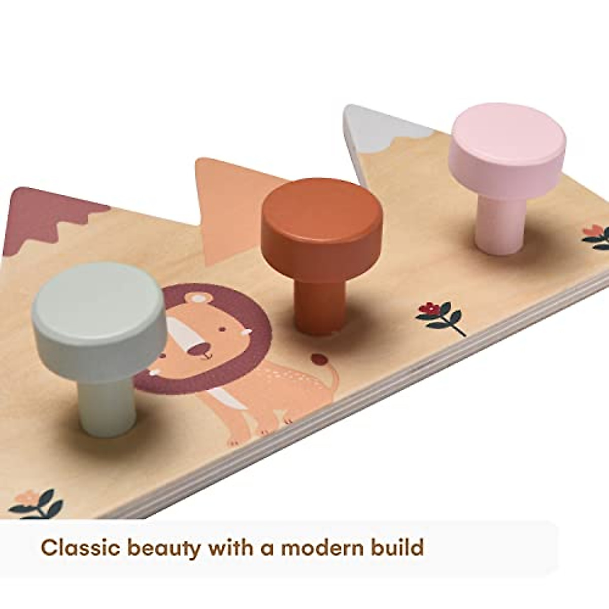 CHILDLIKE BEHAVIOR Coat Rack Wall Mount - Kids Coat Rack with Hooks Wall Mounted - Modern Coat Racks with Wood Peg Hook - Wooden Pegs Wall Mounted Hooks Hanger for Clothes, Hats, Towels and Robes