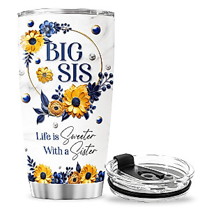 JENOIS Cups Soul From Sisters Tumblers, Sister Gifts, Sister Big Sis, Tumbler 20 Oz With Lid And Straw