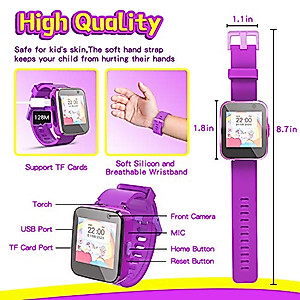 Yehtta Kids Smart Watch Toys for 4-10 Year Old Girl Toddler Watch Purple Multi Functional Watch for Kids with Selfie-cam Birthday Gifts for 4-10 Year Old Girl Touch Screen Rechargeable Watch