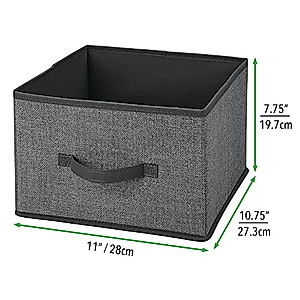 mDesign Fabric Bin for Cube Organizer - Foldable Cloth Storage Cube - Collapsible Closet Storage Organizer - Folding Storage Bin for Clothes and More - Lido Collection -10 Pack - Charcoal Gray/Black