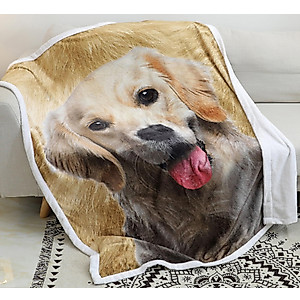 Zevrez Golden Retriever Blanket, Cute Golden Retriever Gifts Kids Throw Blanket with Dog on It Soft Flannel Blanket Gift for Golden Retriever Lovers Boys Girls Sofa Bed 48"x60"