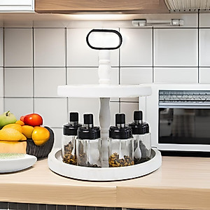 TNQNCFL Rustic 2 Tiered Tray Decor, Coffee Color, Wooden Material, Round Shape