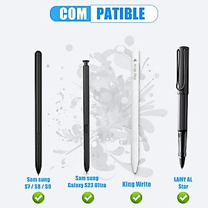 No Worn Out Titanium Alloy Fine Point Replacement Pencil Nibs Compatible with Samsung Tab S7,S8,S9 S10 S Pen Stylus, Accurate Control Pencil Tips fits for King Write EMR Pen,2 Pcs
