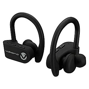 Volkano True Tunes Series Sports Wireless Earphones- Wireless Earphones with Microphone & Ear Hooks, True Bluetooth Sports Earbuds for Running, Sports, & Workout, Bluetooth Earphones (Black)