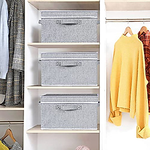 Zilink Storage Bins with Lids Decorative Baskets for Organizing Stackable Storage Bins for Nursery Bedroom Home Grey, Set of 4