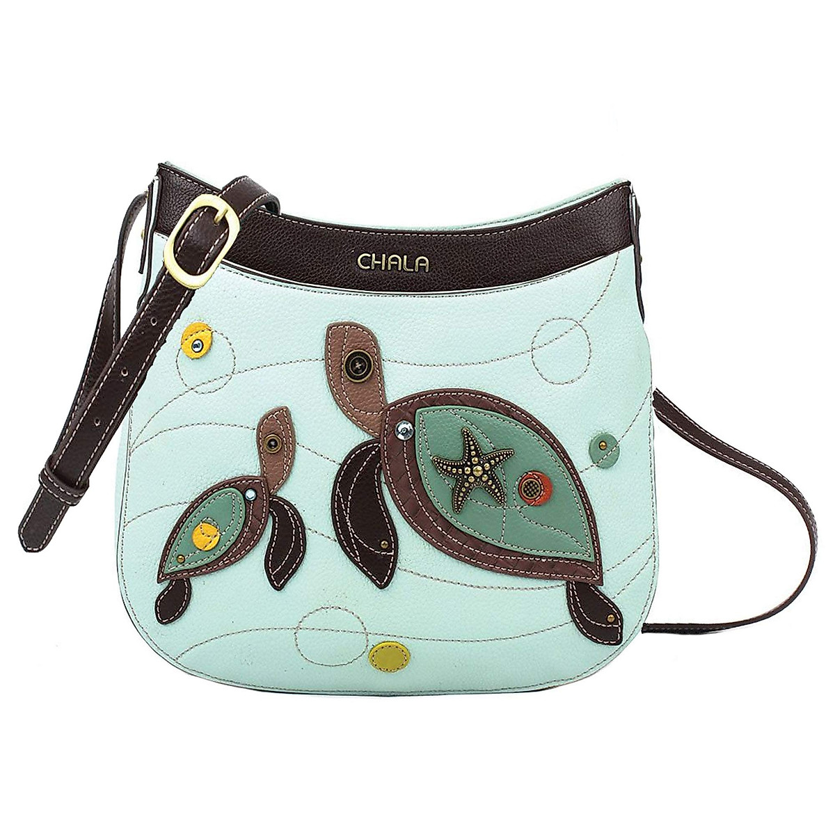 Chala Handbags Sea Turtle Crescent Crossbody Handbag Purse, Turtle Lovers