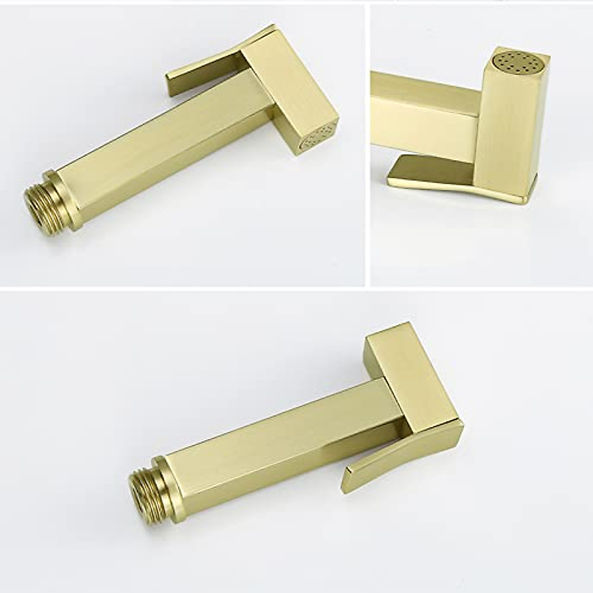 MINJING Wall Mounted Toilet Shower Spray Mixer Set Hot and Cold Hand Held Sprayer Toilet Attachment Brushed Gold Brass Bathroom Toilet Bidet Mixer Spray Kit,B